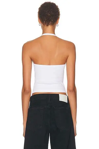 Enza Costa Cotton Rib Halter Top - White