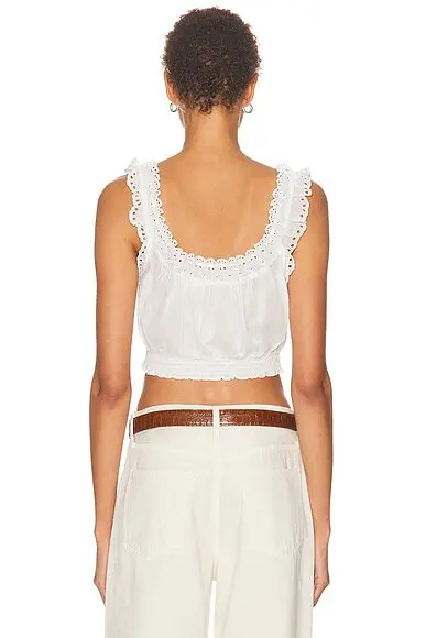 LoveShackFancy Lupo Cropped Top With Ruffle Trim