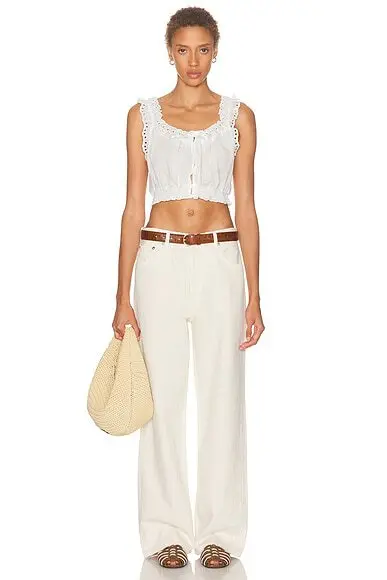 LoveShackFancy Lupo Cropped Top With Ruffle Trim