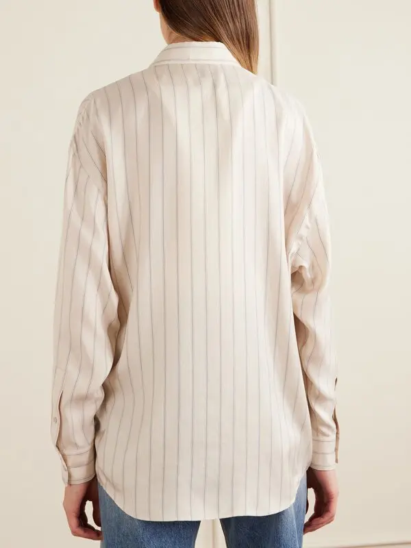 Versace Pinstriped Silk-twill Shirt - Neutrals