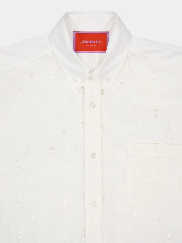 La DoubleJ Lace-panel Cotton Button-down Shirt