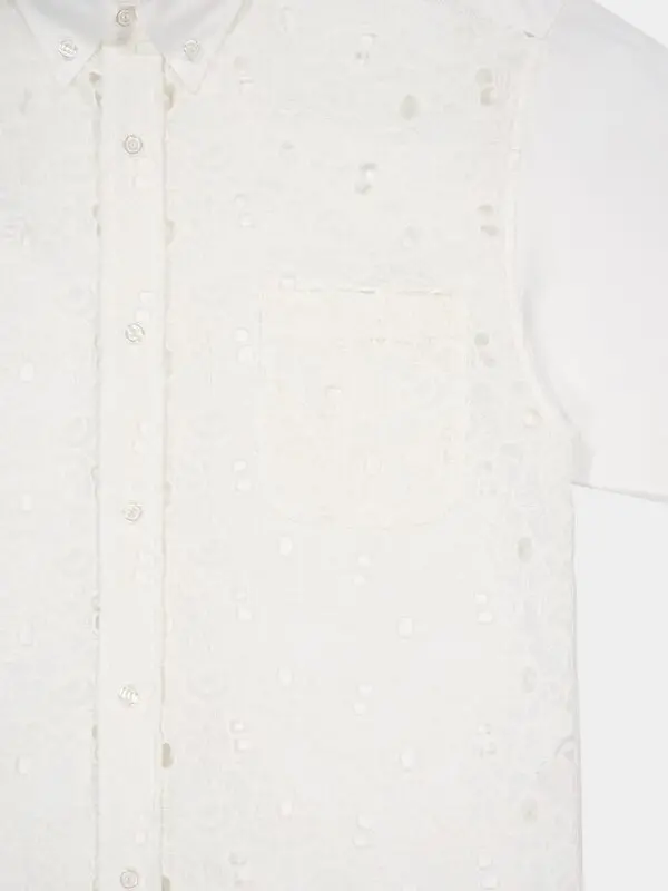 La DoubleJ Lace-panel Cotton Button-down Shirt