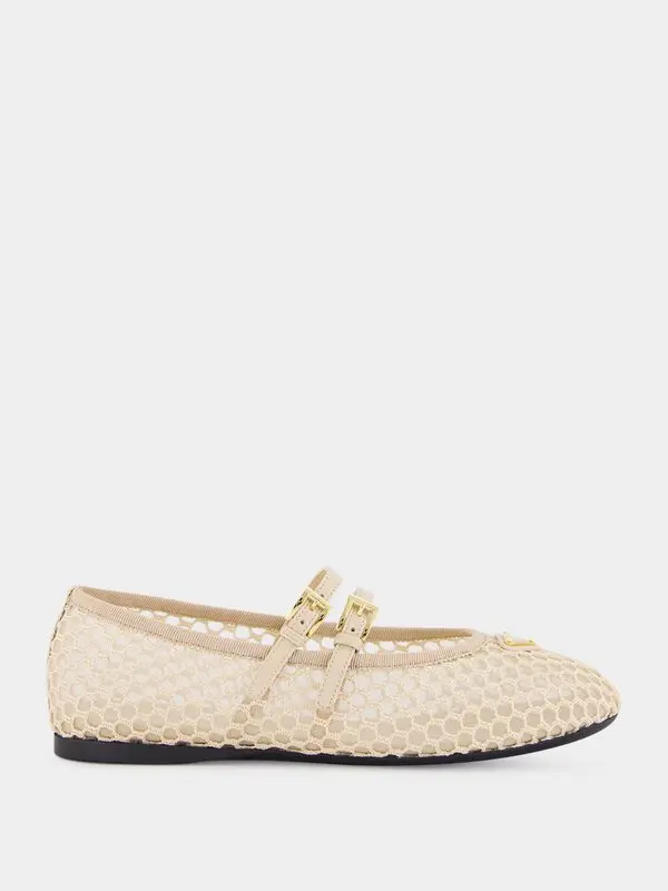 Prada Mesh Fabric Ballerinas - White