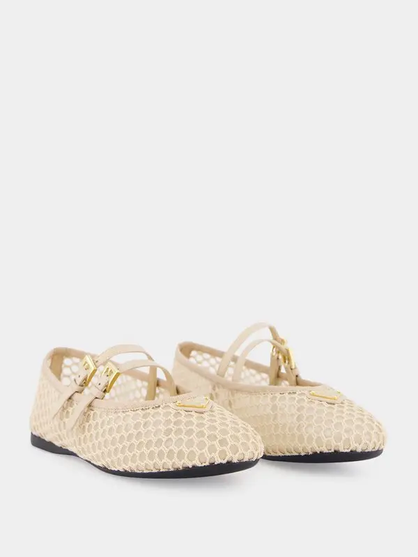 Prada Mesh Fabric Ballerinas - White