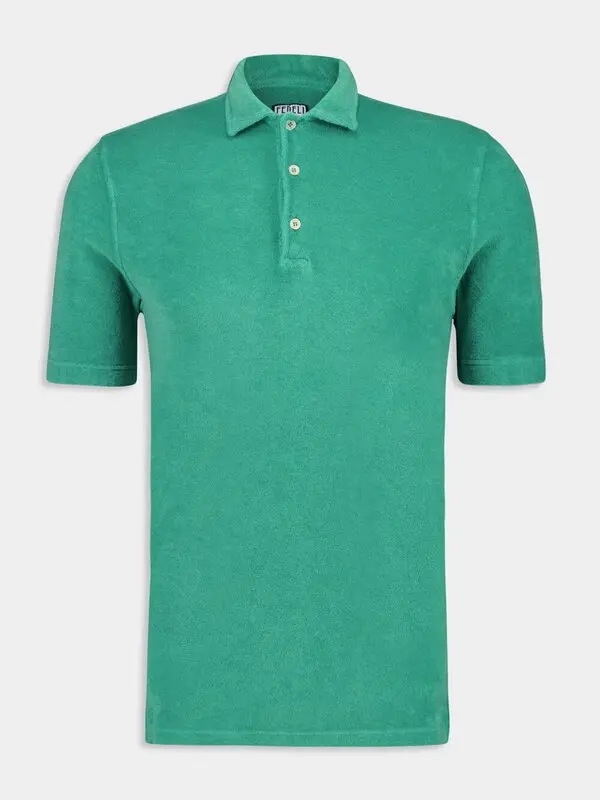 Fedeli Bowling Terry Light Dusty Short Sleeve Shirt - Green