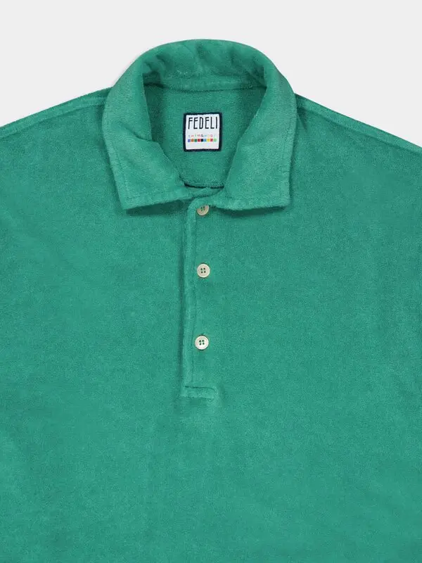 Fedeli Bowling Terry Light Dusty Short Sleeve Shirt - Green