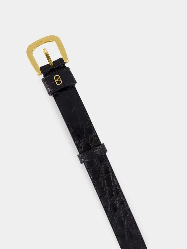 Valentino Garavani Alligator Leather Vlogo Belt