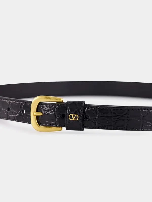 Valentino Garavani Alligator Leather Vlogo Belt