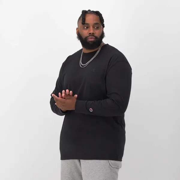Champion Classic Long Sleeve T-shirt, Embroidered C Logo Big & Tall