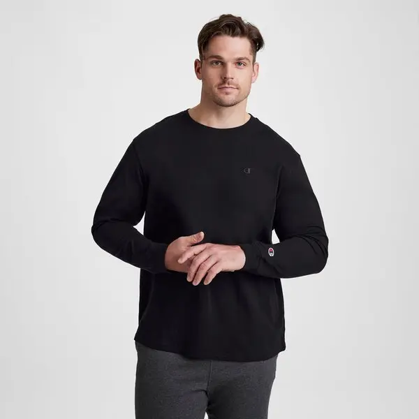 Champion Classic Long Sleeve T-shirt, Embroidered C Logo Big & Tall