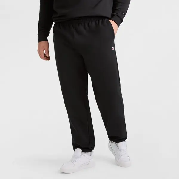 Champion Powerblend Sweatpants, Cinched Bottom, C Logo Big & Tall - Black