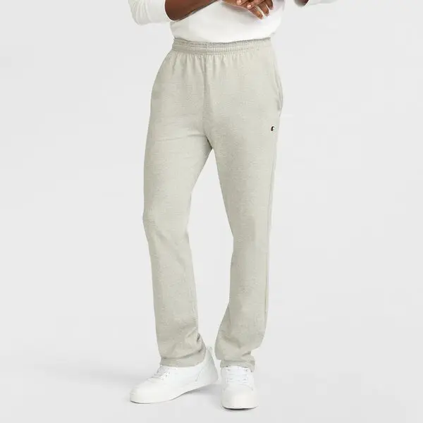 Champion Lightweight Lounge Pants, Open Hem, C Logo - New Manhattan Mist Heather