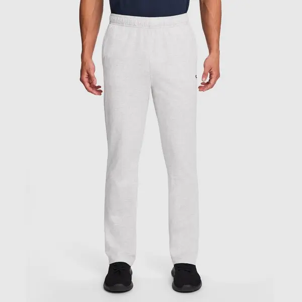 Champion Lightweight Lounge Pants, Open Hem, C Logo - Platinum Silver Heather