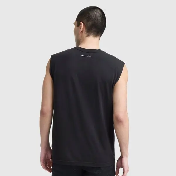 Champion Sport Crewneck Muscle T-shirt With Script Logo - Black