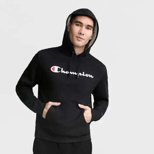 Champion Powerblend Fleece Hoodie With Logo - Black