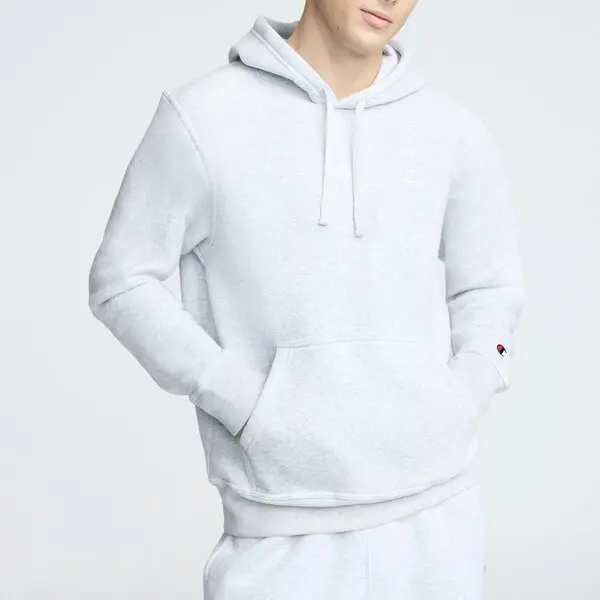 Champion Powerblend C Logo Hoodie - Platinum Silver Heather