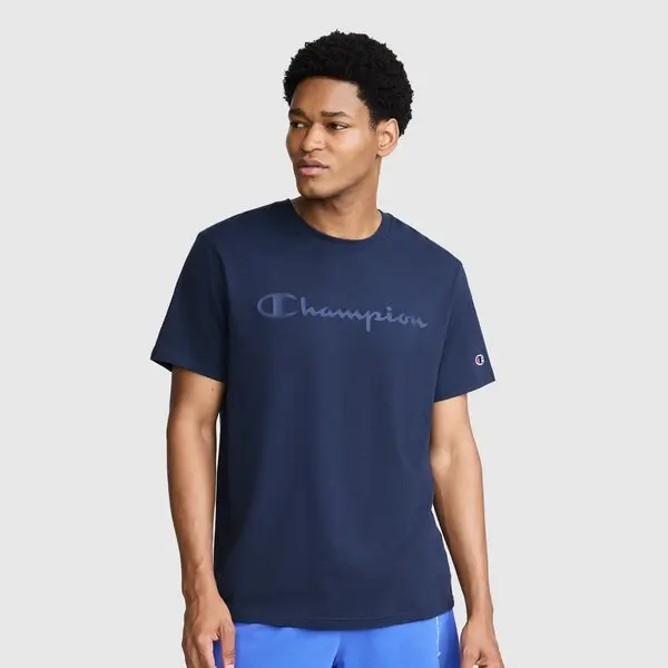 Champion Classic Graphic T-shirt, Tonal Script Logo - Deep Navy