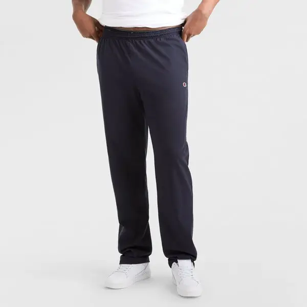 Champion Lightweight Lounge Pants, Open Hem, C Logo Big & Tall - Navy