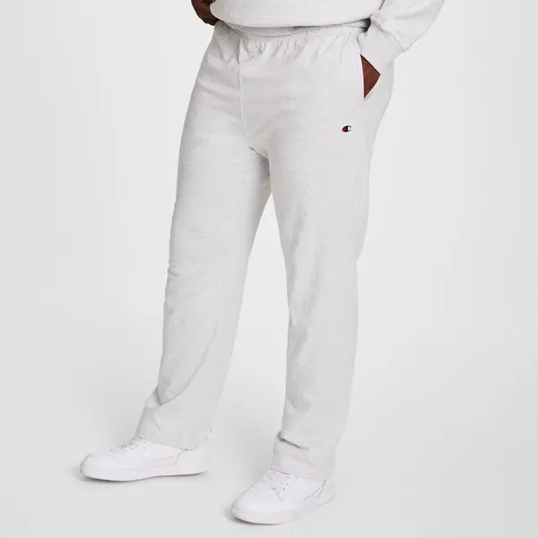 Champion Lightweight Lounge Pants, Open Hem, C Logo Big & Tall - Platinum Silver Heather