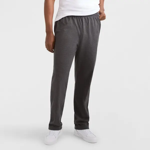 Champion Lightweight Lounge Pants, Open Hem, C Logo Big & Tall - Granite Heather