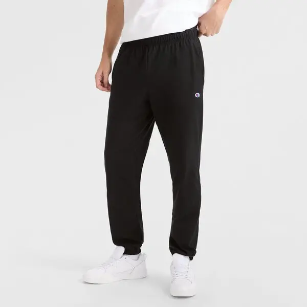 Champion Lightweight Lounge Pants, Cinched Hem, C Logo - Black