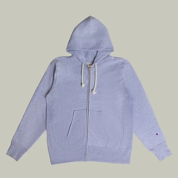 Champion Usa Reverse Weave Full Zip Hooded Sweatshirt - New Manhattan Mist Heather