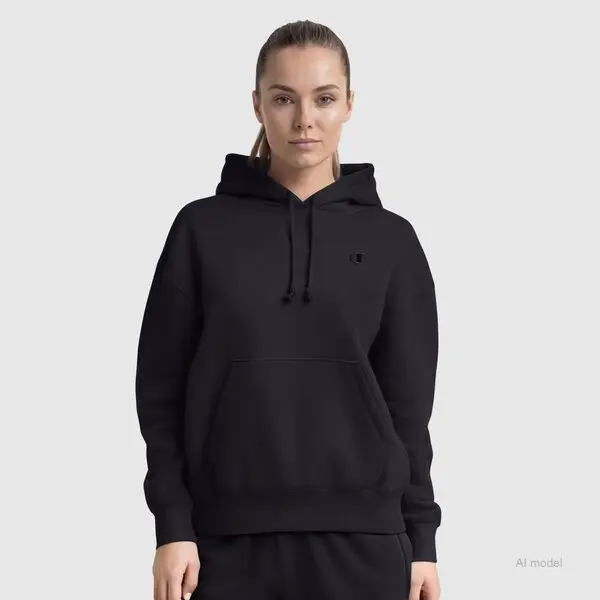 Champion Powerblend Freshman Hoodie With C Logo - Black