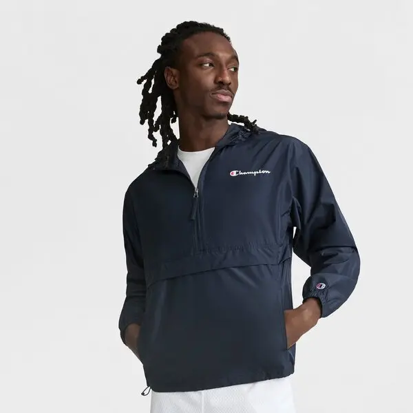 Champion Stadium Packable Jacket With Script Logo - Navy