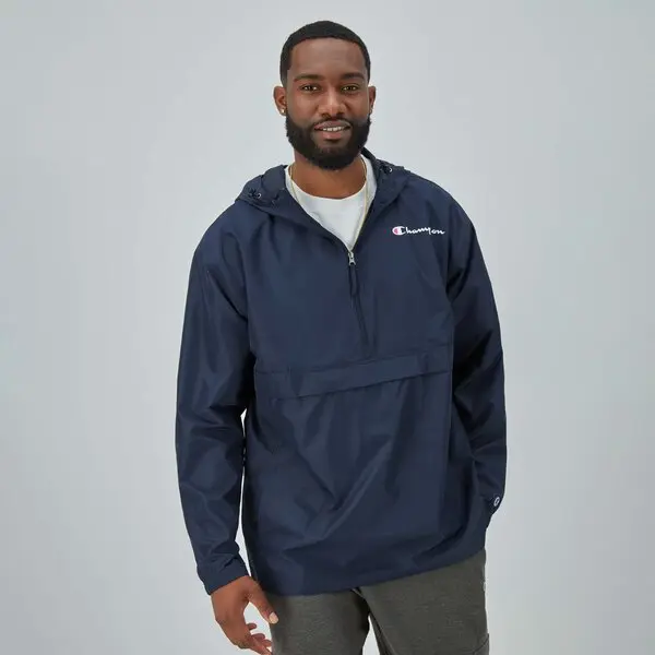 Champion Stadium Packable Jacket, Script Logo Big & Tall - Navy