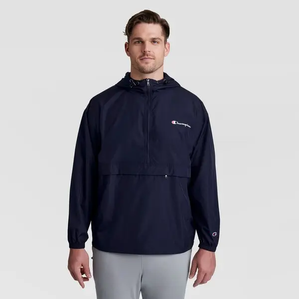 Champion Stadium Packable Jacket, Script Logo Big & Tall - Navy