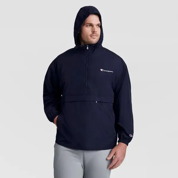 Champion Stadium Packable Jacket, Script Logo Big & Tall - Navy