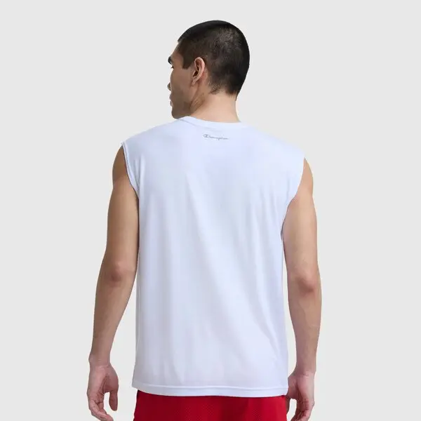 Champion Sport Crewneck Muscle T-shirt With Script Logo - Bright White