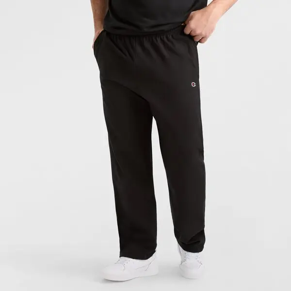 Champion Lightweight Lounge Pants, Open Hem, C Logo Big & Tall - Black