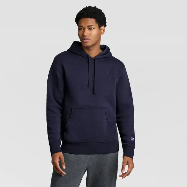 Champion Powerblend C Logo Hoodie - Deep Navy