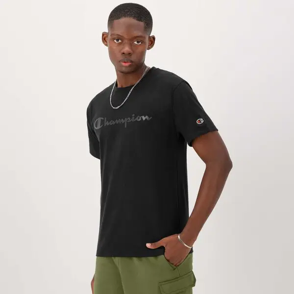 Champion Classic Graphic T-shirt, Tonal Script Logo - Black