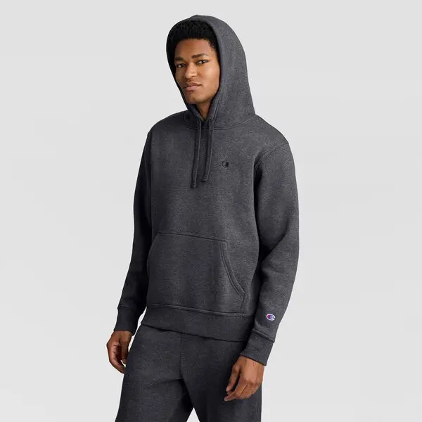 Champion Powerblend C Logo Hoodie - Granite Heather
