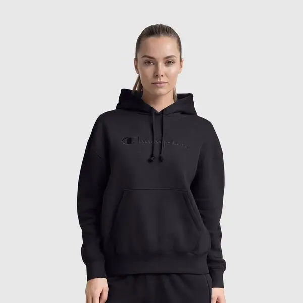 Champion Tonal Script Powerblend Hoodie - Black