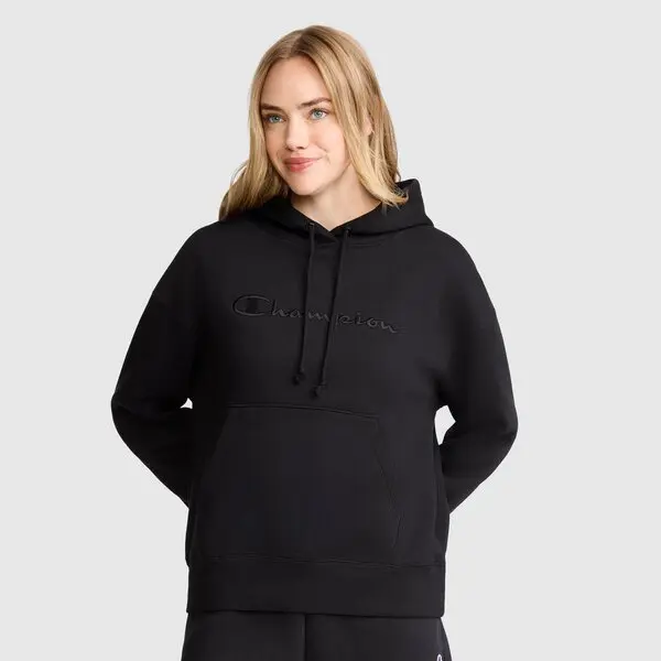 Champion Tonal Script Powerblend Hoodie - Black
