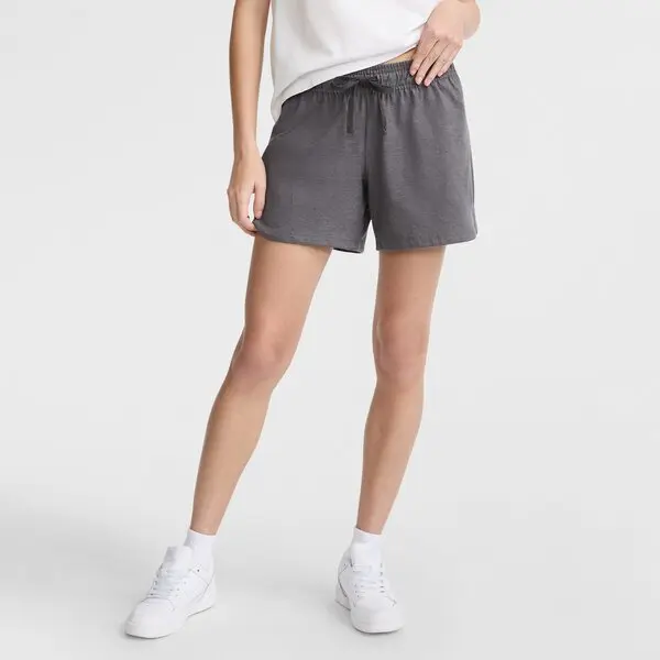 Champion Lightweight Lounge Shorts With C Logo - Granite Heather