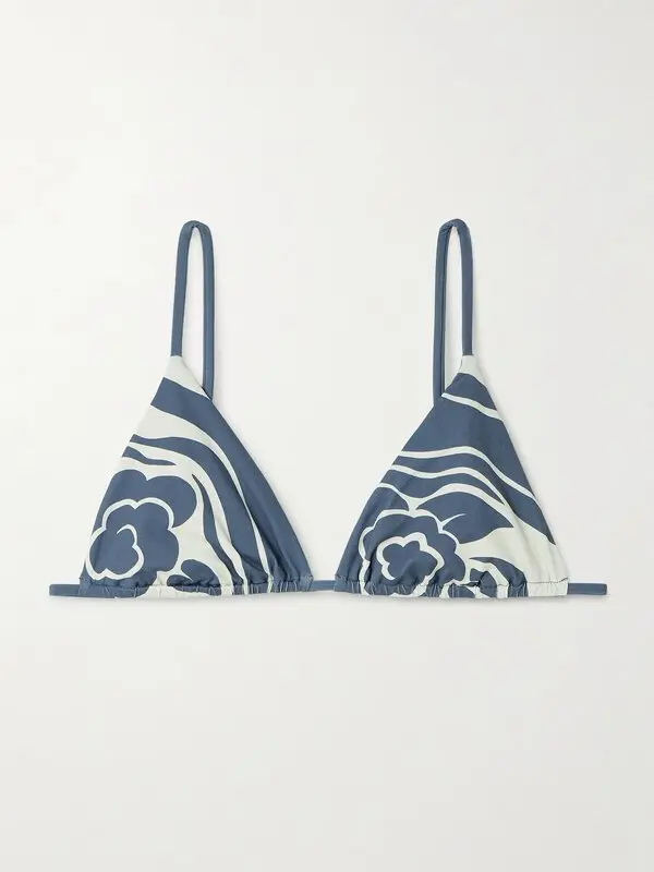 SIR. Lilou Printed Triangle Bikini Top - Blue