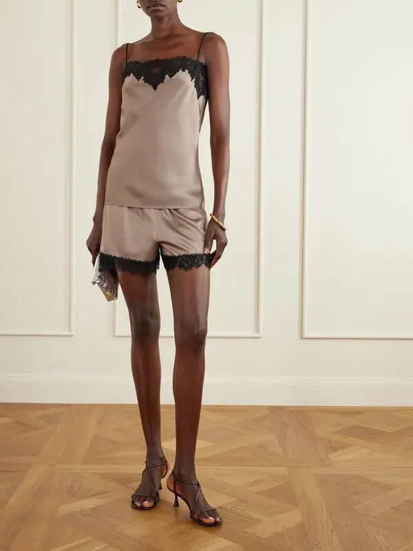 Stella McCartney Lace-trimmed Satin Camisole - Brown