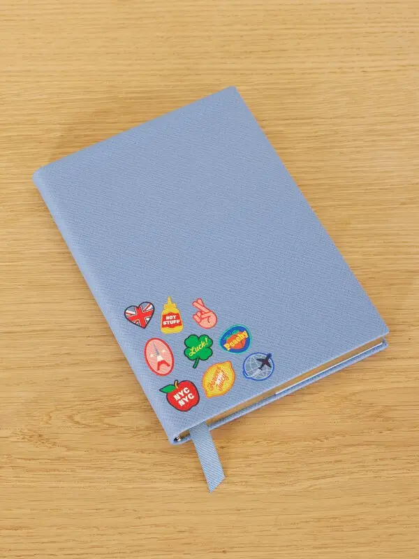 Smythson Soho Printed Textured-leather Notebook - Blue