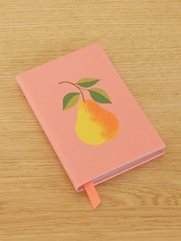 Smythson Chelsea Pear Printed Textured-leather Notebook - Pink