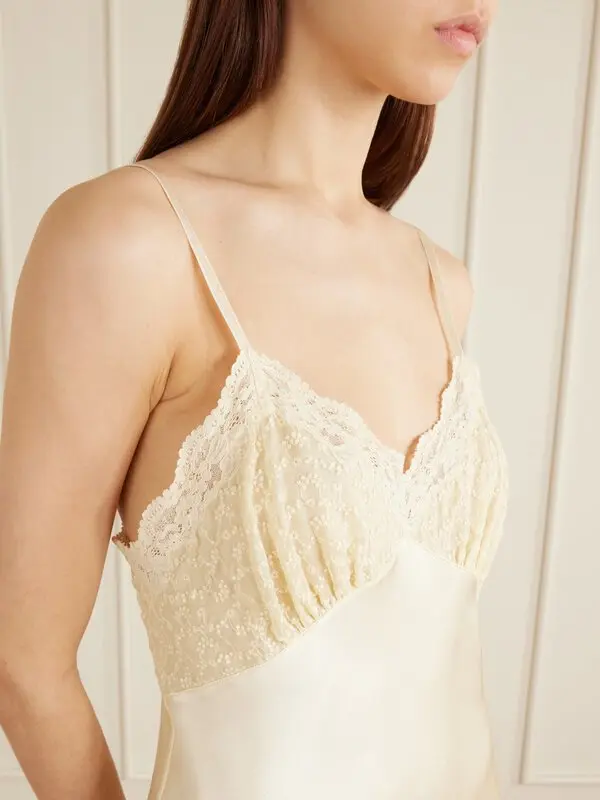 Saint Laurent Lace-trimmed Satin Mini Dress
