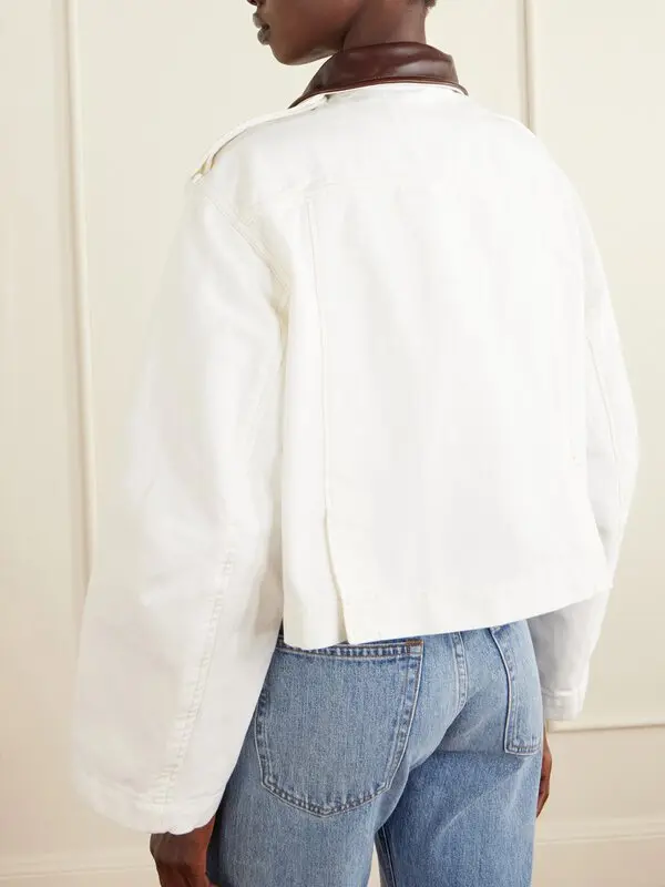 RÙADH Henderson Leather-trimmed Cotton-canvas Jacket - White