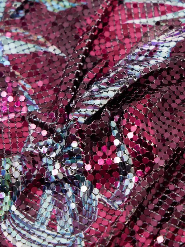 Rabanne Cropped Printed Chainmail Top
