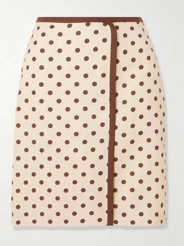 Posse Bowie Wrap-effect Polka-dot Midi Skirt - Cream