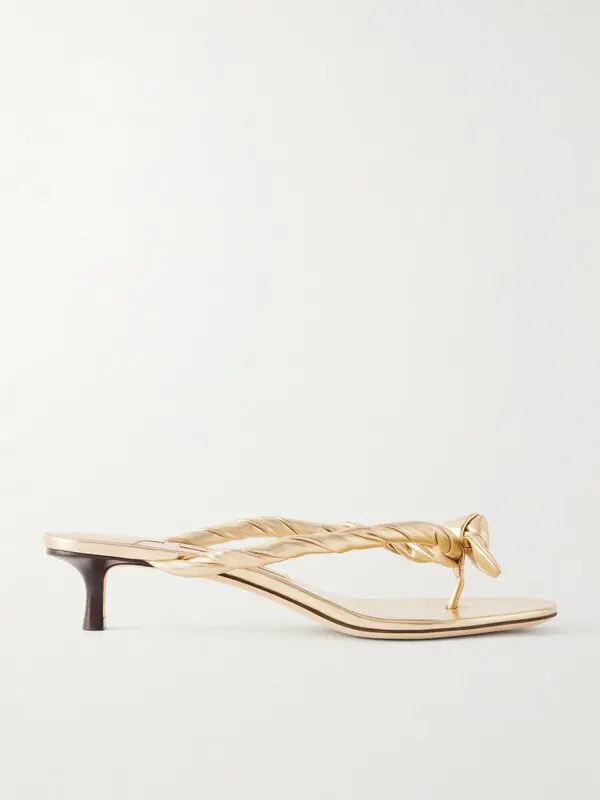 JIMMY CHOO Liss 35 Metallic-leather Sandals - Gold