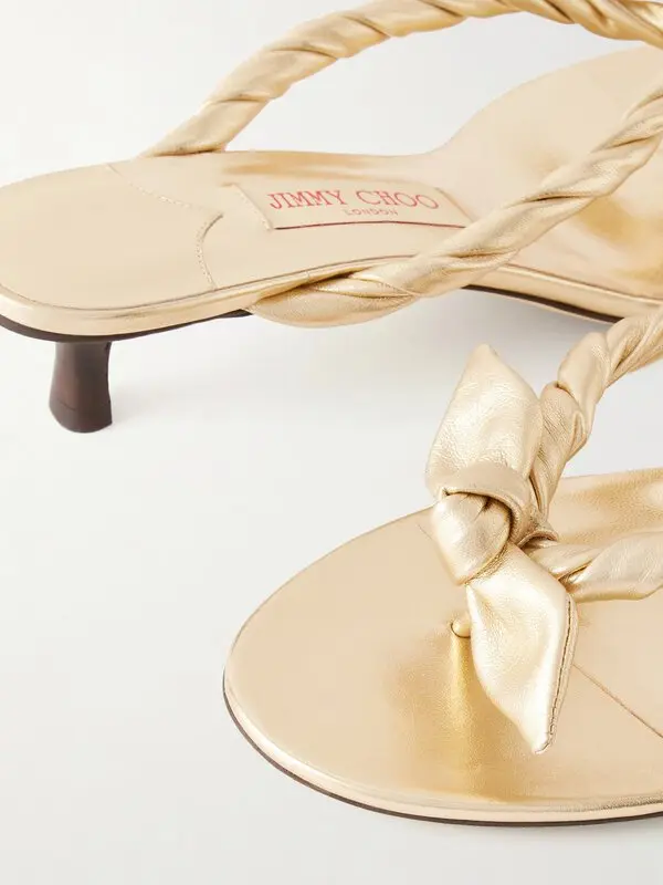 JIMMY CHOO Liss 35 Metallic-leather Sandals - Gold