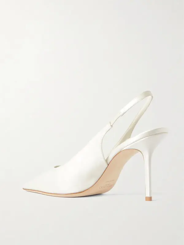 JIMMY CHOO Love 85 Satin Slingback Pumps - Neutrals